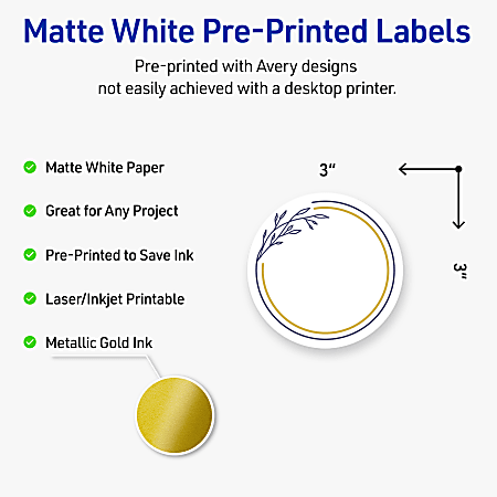 Avery Print To The Edge Labels Sure Feed S00 DNG PRWMP10 3 Round Matte ...