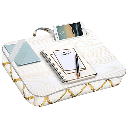 LapGear Designer Lap Desk 17 34 x 13 34 x 2 34 Gold Quatrefoil Office Depot