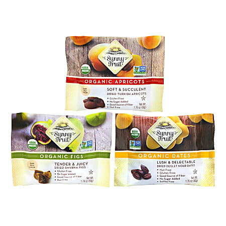 SUNNY FRUIT Organic Dried Fruit Variety Pack 8.8 oz 3 Pack - Office Depot