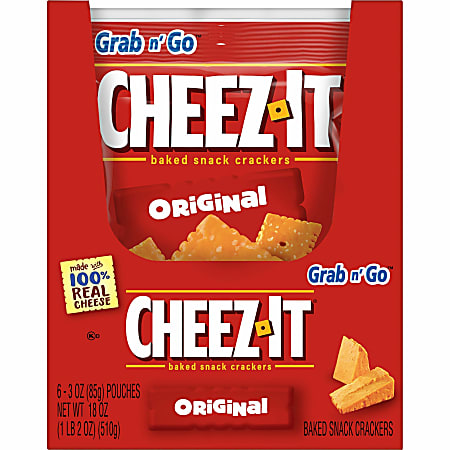 Cheez It Baked Snack Crackers Original Flavor 3 Oz Bags Box Of 6 ...