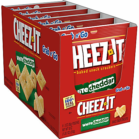 Cheez It Baked Snack Crackers White Cheddar 1.5 Oz Bags Box Of 6 ...