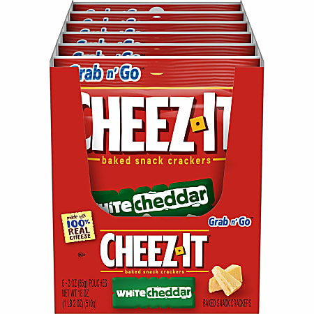 Cheez It Baked Snack Crackers White Cheddar 1.5 Oz Bags Box Of 6 ...