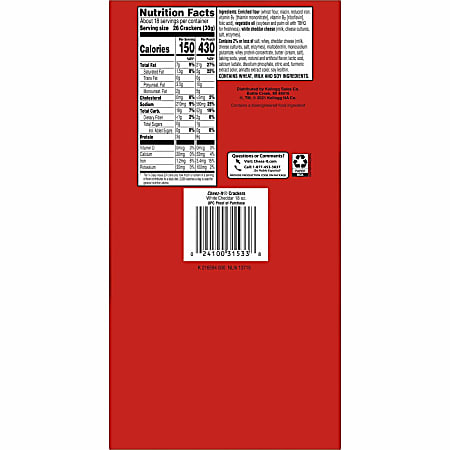Cheez It Baked Snack Crackers White Cheddar 1.5 Oz Bags Box Of 6 ...