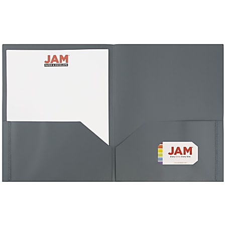 JAM Paper Plastic 2 Pocket POP Folders 9 12 x 11 12 Gray Pack Of 6 ...