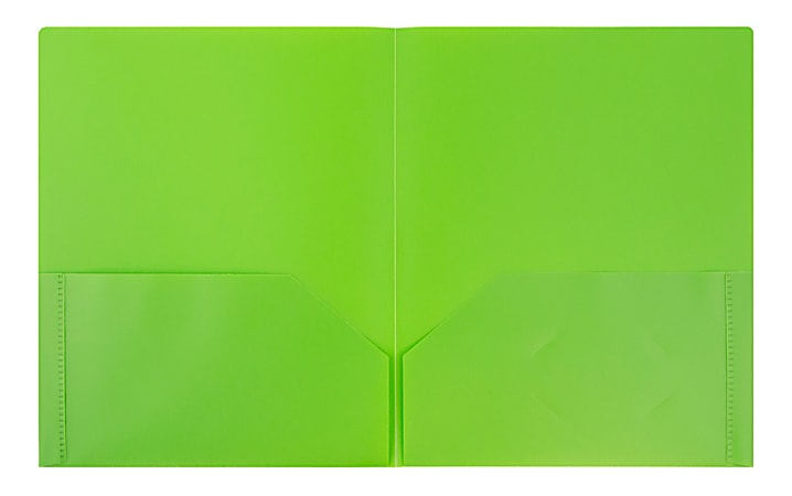 JAM Paper Plastic 2 Pocket POP Folders 9 12 x 11 12 Lime Green Pack Of ...