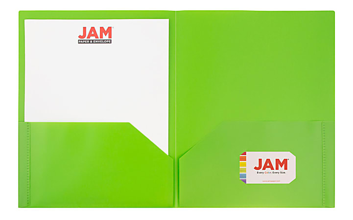 JAM Paper Plastic 2 Pocket POP Folders 9 12 x 11 12 Lime Green Pack Of ...