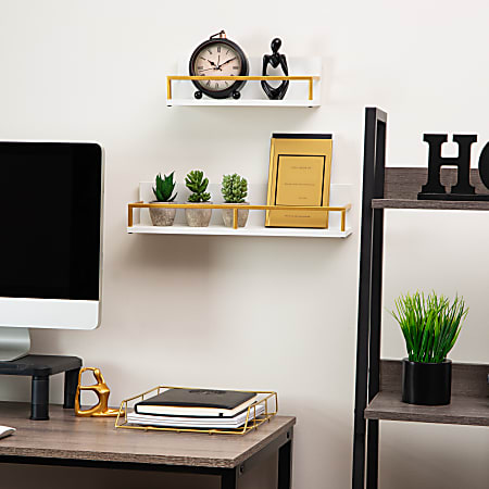Mind Reader Wall Mounted Floating Shelves 3 1516 H x 4 W x 18 D White ...