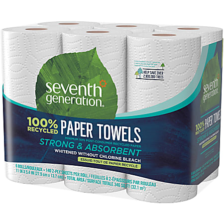 Seventh Generation 2 Ply Paper Towels 100percent Recycled 140 Sheets ...