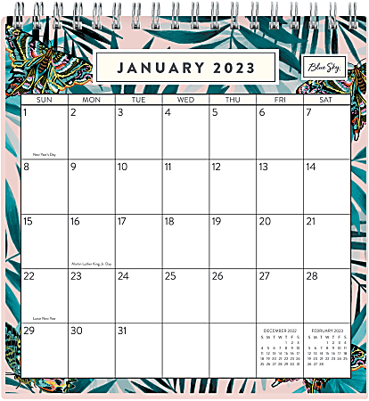 Blue Sky™ Monthly Desk Calendar With Stand, 6-1/16” x 6-3/8”, Paradise ...
