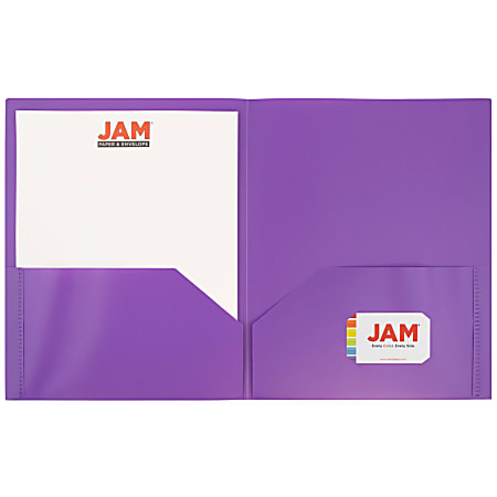 JAM Paper Plastic 2 Pocket POP Folders 9 12 x 11 12 Purple Pack Of 6 ...