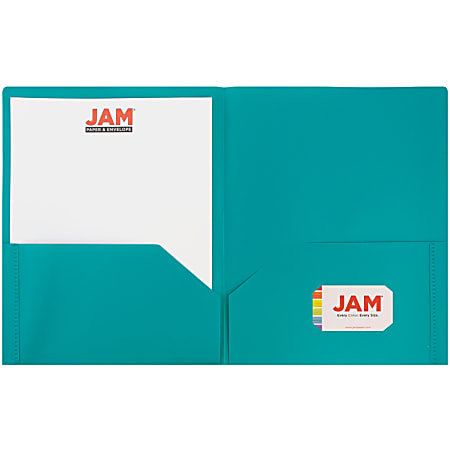 JAM Paper Plastic 2 Pocket School POP Folders 9 12 x 11 12 Teal Pack Of ...