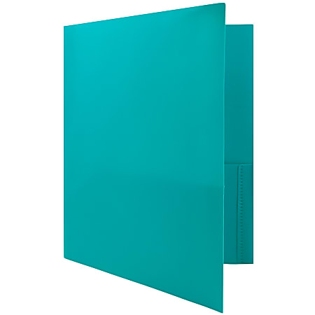 JAM Paper Plastic 2 Pocket School POP Folders 9 12 x 11 12 Teal Pack Of ...