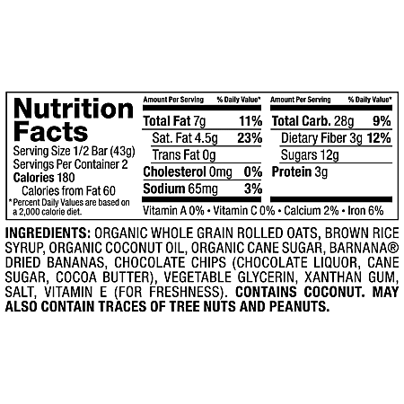 BoBos Oat Bars Banana Chocolate Chip 3.5 Oz Box of 48 Bars - Office Depot