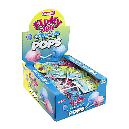 Fluffy Stuff Cotton Candy Pops Box Of 48 - Office Depot