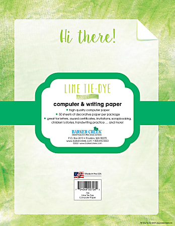 Barker Creek Designer Computer Paper 8 12 x 11 Lime Tie Dye Pack Of 50 ...