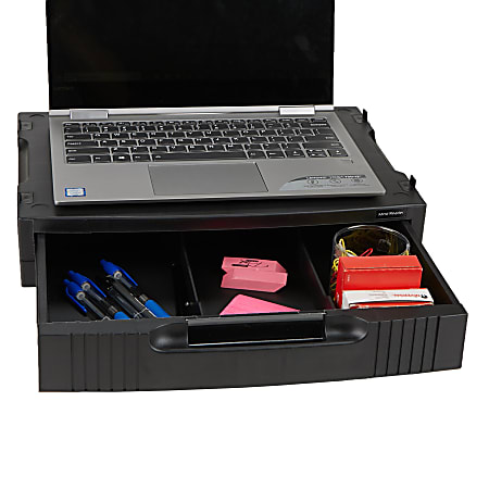 Mind Reader Plastic Monitor Stand With Storage Drawer 2 34 H x 15 W x ...