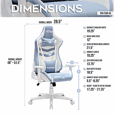Techni Sport Pastel Series Ergonomic Faux Leather Computer Gaming Chair ...