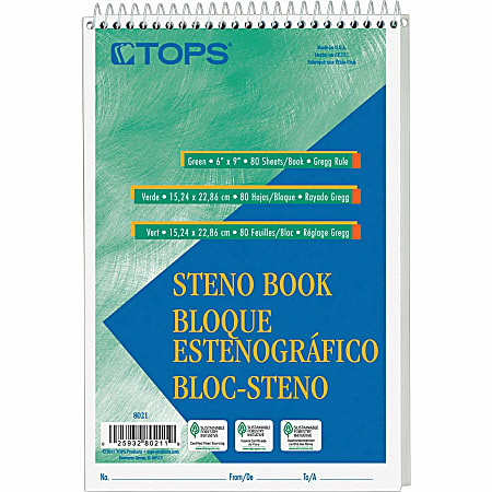TOPS Steno Books 6 x 9 Gregg Ruled 80 Sheets Pack Of 12 Steno Books ...