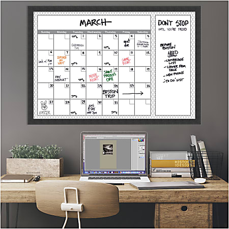Amanti Art Quatrefoil Monthly Calendar Dry Erase Board Glass 26 x 38 ...
