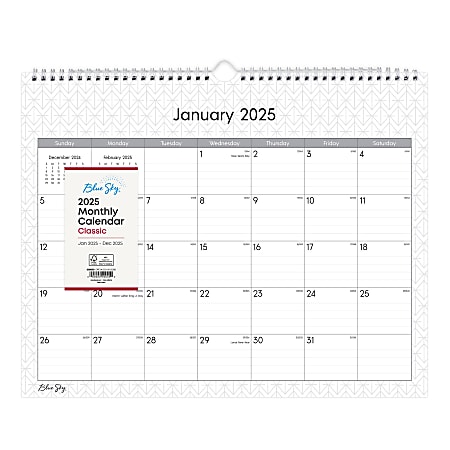 2025 Blue Sky Monthly Wall Calendar 15 x 12 Enterprise January 2025 To ...