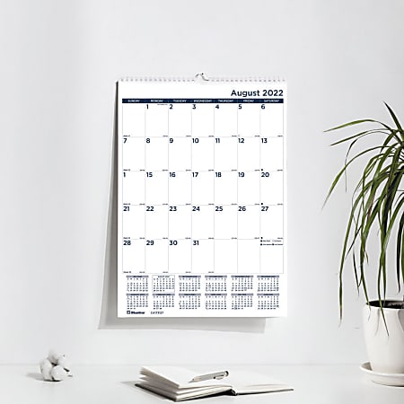 Blueline Academic Monthly Wall Calendar 12 x 17 50percent Recycled ...