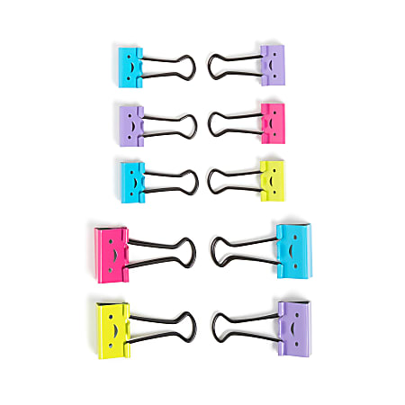 U Brands Binder Clip Set Assorted Sizes Smiley Face Set Of 24 Clips ...