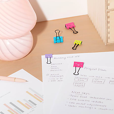 U Brands Binder Clip Set Assorted Sizes Smiley Face Set Of 24 Clips ...
