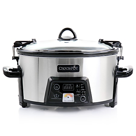 Crock Pot Cook Carry 6 Qt Programmable Slow Cooker Stainless Steel ...