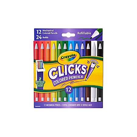 Crayola 12 Ct 24 Refills CLICKS Mechanical Colored Pencils - Office Depot