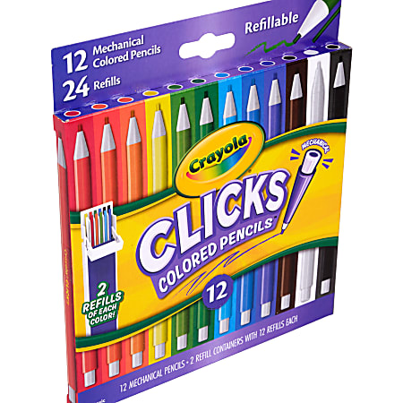 Crayola 12 Ct 24 Refills CLICKS Mechanical Colored Pencils - Office Depot