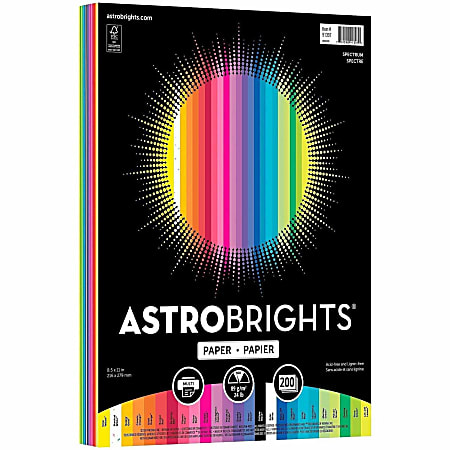 Astrobrights Smooth Multi Use Printer Copy Paper Assorted Colors Letter ...