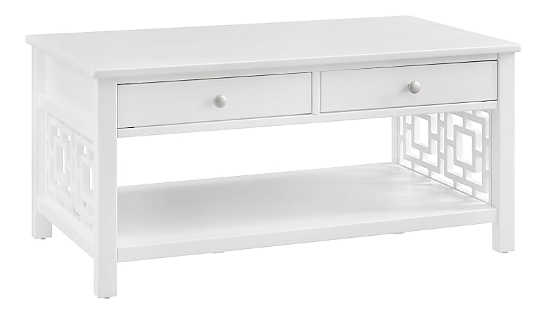 Linon Walsh 2 Drawer Coffee Table 20 H x 42 W x 24 D White - Office Depot