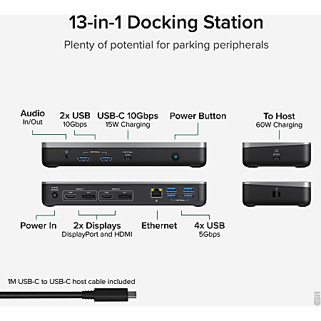 Plugable Dual 4K USB C Chromebook Docking Station Google Certified Chromebook Compatible 60W Driverless Charging Dock ODP Business Solutions