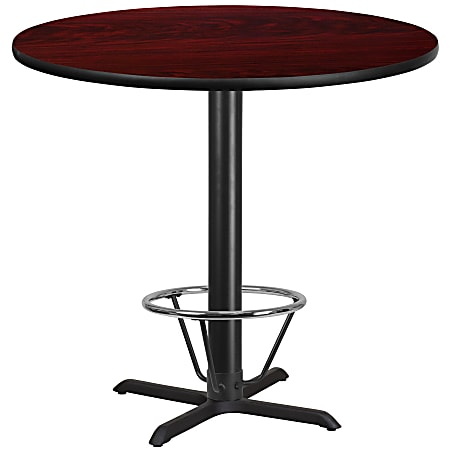 Flash Furniture Laminate Round Table Top With Bar Height Base And Foot ...