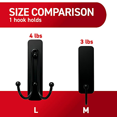 Command Medium Satin Brass Hooks 3 lb 2 Medium Hooks 4 Medium Strips - Office Depot