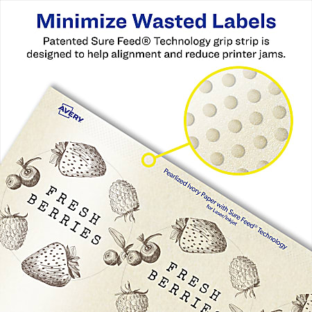 Avery Pearlized Permanent Labels With Sure Feed 94513 PIP100 Round 3 ...