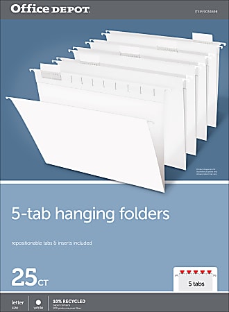 Office Depot Brand Hanging File Folders 15 Cut Letter Size White Pack ...