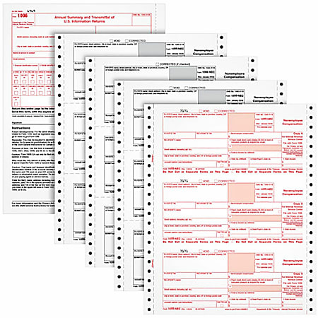 TOPS 4 part 1099 NEC Tax Forms 4 Part White 24 Pack - ODP Business ...