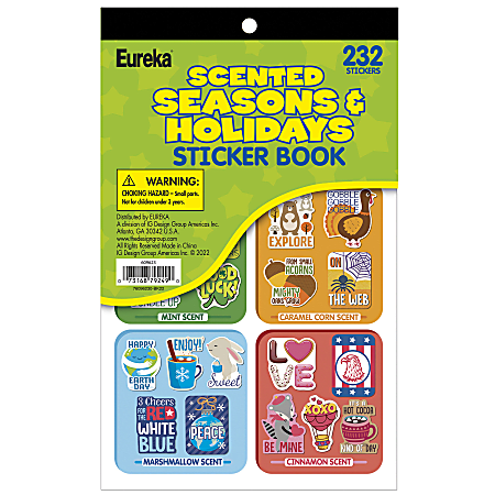Eureka Scented Sticker Books Medium Seasons Holidays 232 Stickers Per ...