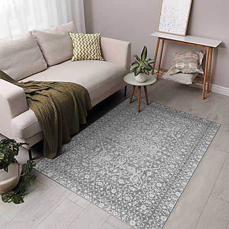 GelPro Nevermove Bella Area Rug 60 x 96 Gray - Office Depot