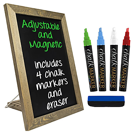 Excello Adjustable Tabletop Standing Magnetic Chalkboard Sign With 4 ...
