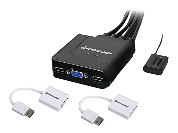 IOGEAR 2 Port VGA and DisplayPort KVM Kit Cables Included KVM audio ...