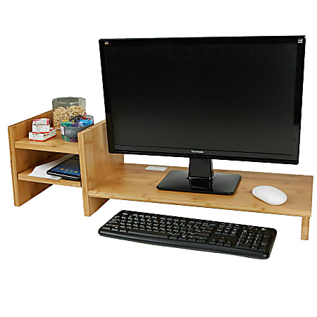 Mind Reader 2 Tier Monitor Stand 9 1116 H x 34 W x 11 D Brown - Office ...