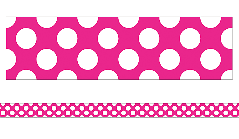 Schoolgirl Style Straight Bulletin Board Borders Polka Dots Hot Pink 3 ...