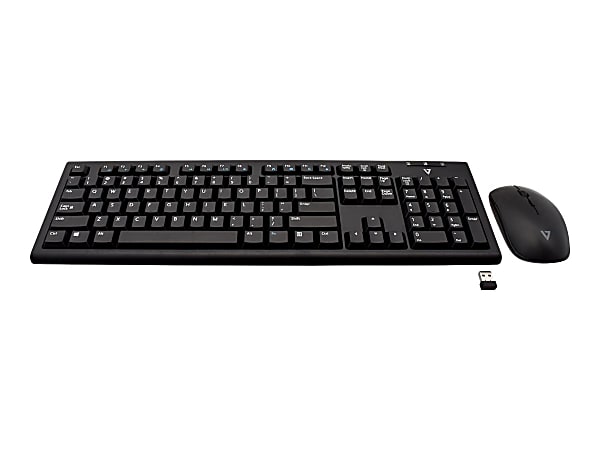 V7 Ckw200us Keyboard And Mouse Set Wireless 2 4 Ghz Us Black Odp Business Solutions