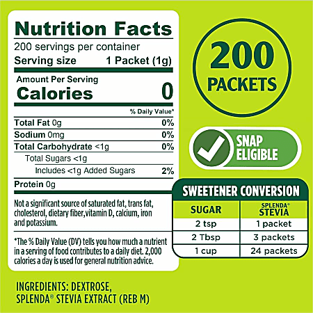 Splenda Single serve Sweetener Packets 0.035 oz 1 g 200 Box - Office Depot
