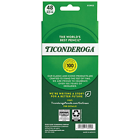 Ticonderoga Pencils 2 Medium Soft Lead Yellow Barrel Box Of 48 Pencils ...