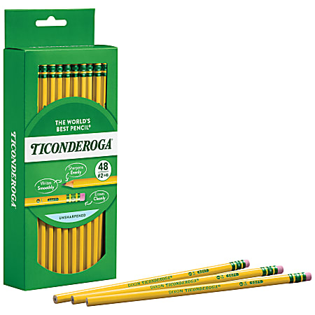 Ticonderoga Pencils 2 Medium Soft Lead Yellow Barrel Box Of 48 Pencils ...