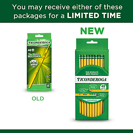 Ticonderoga Pencils 2 Medium Soft Lead Yellow Barrel Box Of 48 Pencils ...