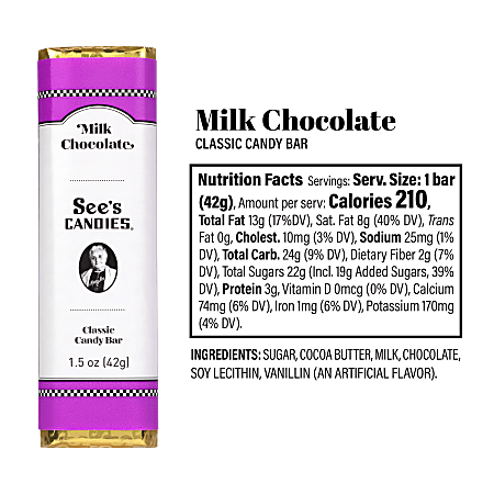 Sees Candies Milk Chocolate Bars 1.5 Oz Pack Of 24 Bars - Office Depot
